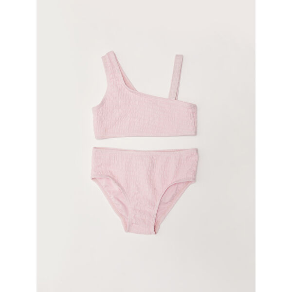 Esnek Kumaş Kendinden Desenli Kız Çocuk Bikini