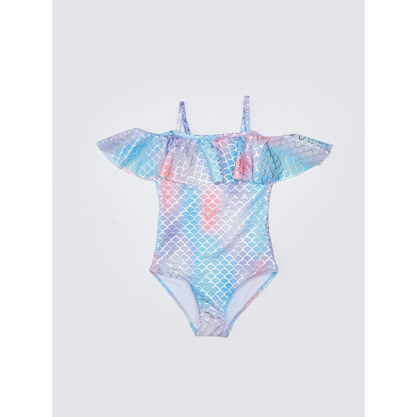 Esnek Kumaştan Baskılı Kız Çocuk Mayo