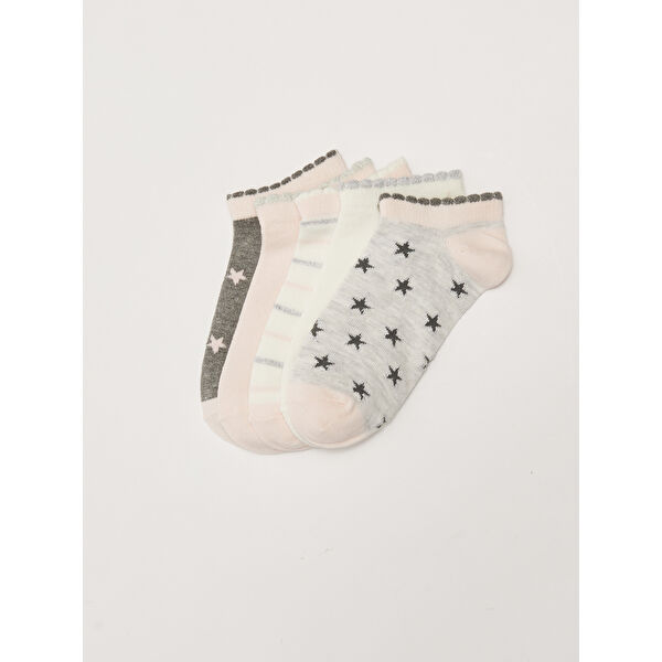 Desenli Kız Çocuk Patik Çorap 5'li
