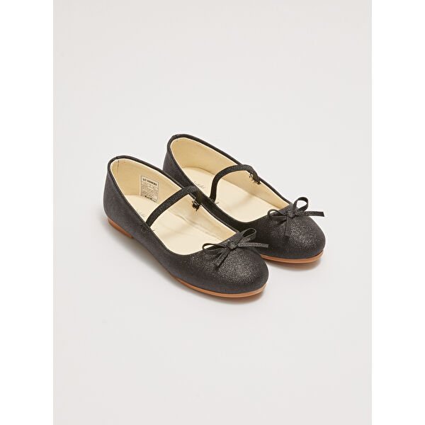 Simli Fiyonk Detaylı Lastikli Kız Çocuk Babet