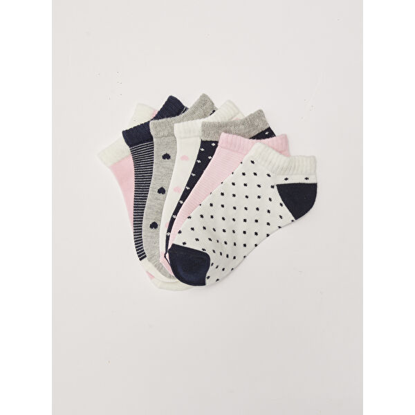 Desenli Kız Çocuk Patik Çorap 7'li