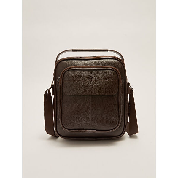 Deri Görünümlü Erkek El ve Omuz Çantası