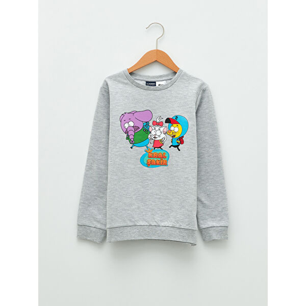 Bisiklet Yaka Kral Şakir Baskılı Uzun Kollu Erkek Çocuk Sweatshirt