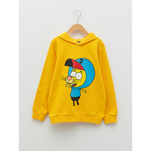 Kapüşonlu Kral Şakir Baskılı Uzun Kollu Erkek Çocuk Sweatshirt