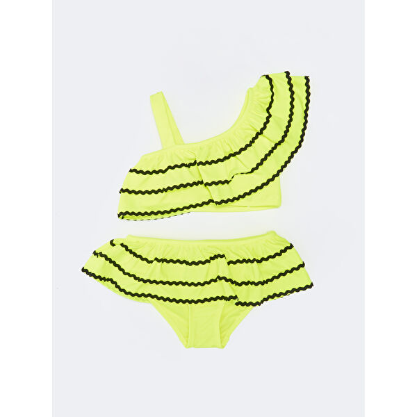 Esnek Kumaştan Fırfırlı Kız Çocuk Bikini