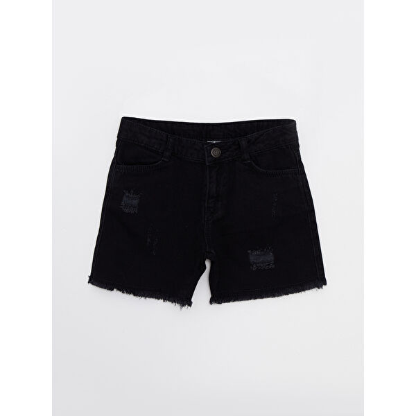 Yırtık Detaylı Pamuklu Kız Çocuk Jean Şort