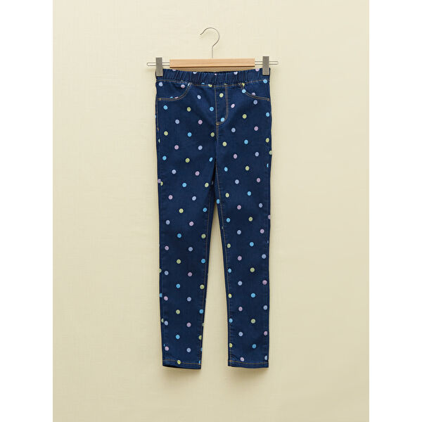 LCW GREEN Beli Lastikli Super Skinny Fit Puantiyeli Kız Çocuk Jean Pantolon LCW GREEN Beli Lastikli Super Skinny Fit Puantiyeli Kız Çocuk Jean Pantolon