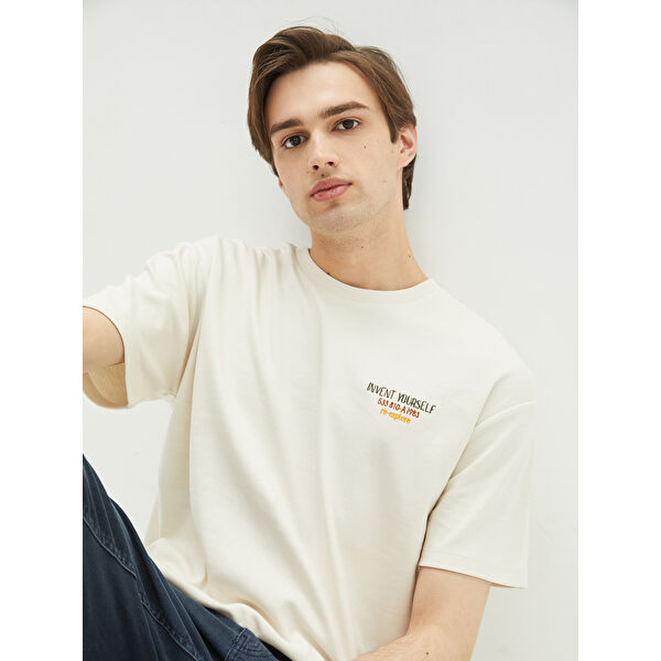 LCW CASUAL Bisiklet Yaka Kısa Kollu Nakışlı Penye Erkek Tişört