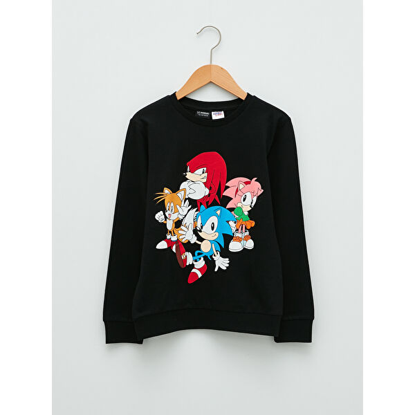 Bisiklet Yaka Uzun Kollu Sonic Baskılı Erkek Bebek Sweatshirt