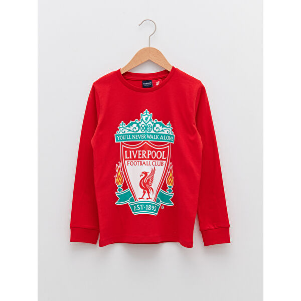 Bisiklet Yaka Liverpool Baskılı Uzun Kollu Erkek Çocuk Sweatshirt Bisiklet Yaka Liverpool Baskılı Uzun Kollu Erkek Çocuk Sweatshirt