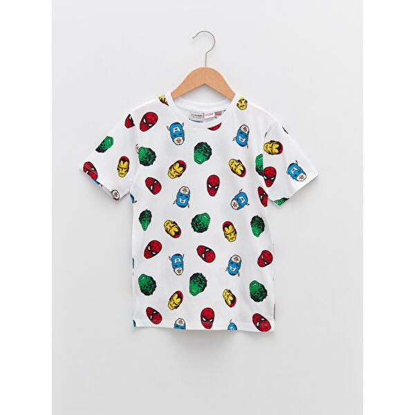 Bisiklet Yaka Avengers Baskılı Kısa Kollu Erkek Çocuk Tişört