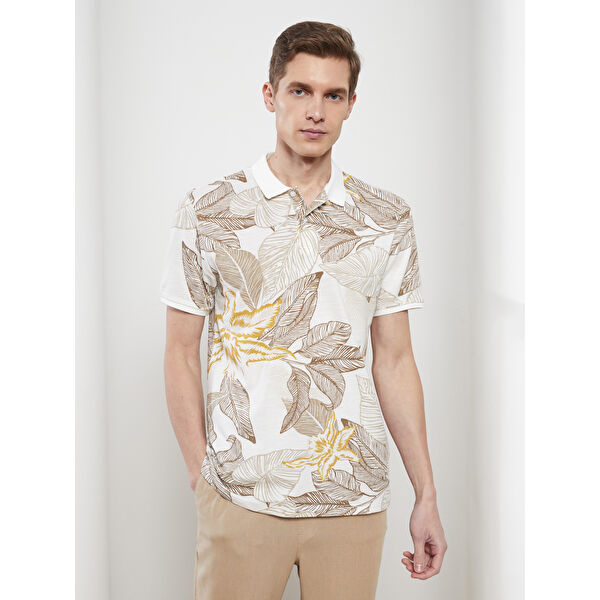 Polo Yaka Kısa Kollu Desenli Pike Erkek Tişört