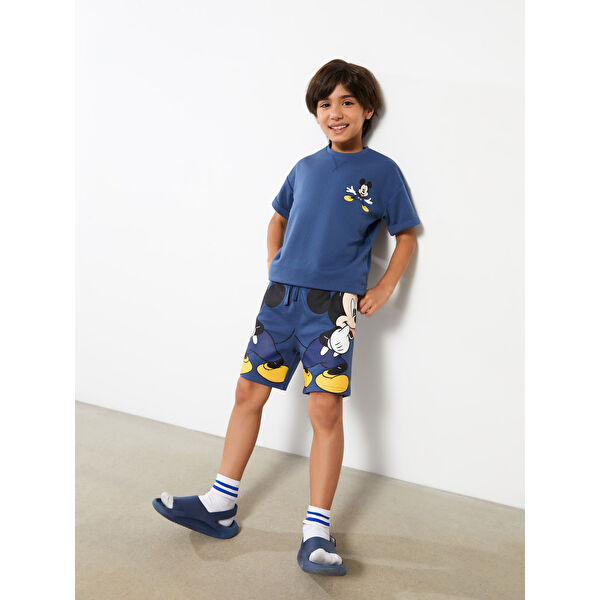 Beli Lastikli Mickey Mouse Baskılı Erkek Çocuk Şort