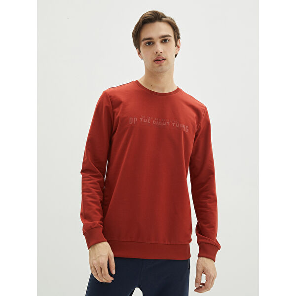 LCW CASUAL Bisiklet Yaka Uzun Kollu Baskılı Erkek Sweatshirt