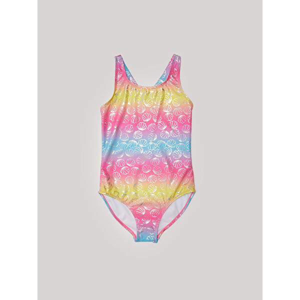 Esnek Kumaştan Baskılı Kız Çocuk Mayo