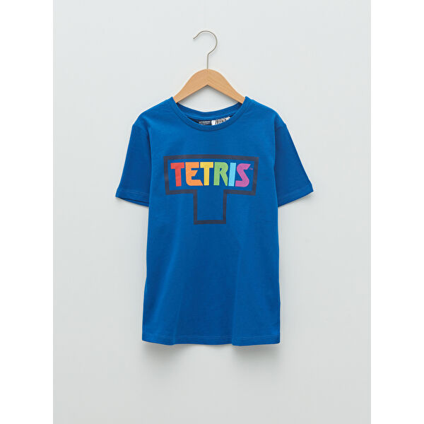 Bisiklet Yaka Tetris Baskılı Kısa Kollu Pamuklu Erkek Çocuk Tişört Bisiklet Yaka Tetris Baskılı Kısa Kollu Pamuklu Erkek Çocuk Tişört