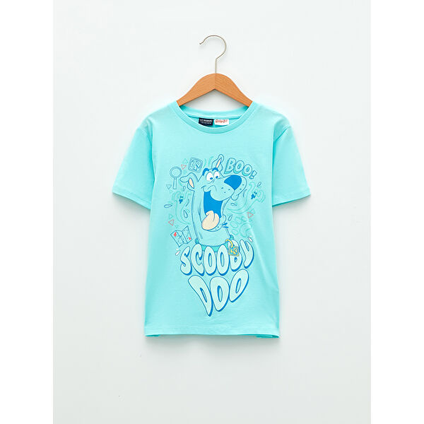 Bisiklet Yaka Scooby Doo Baskılı Kısa Kollu Pamuklu Erkek Çocuk Tişört