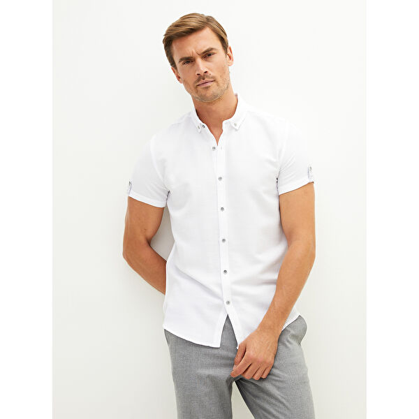 Slim Fit Kısa Kollu Erkek Gömlek