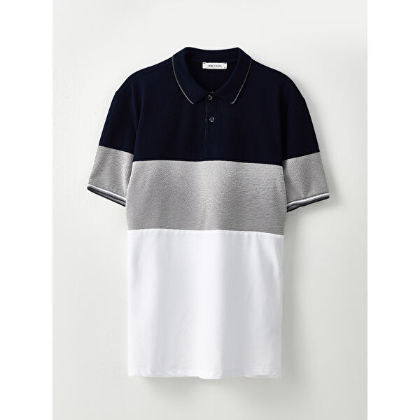Polo Yaka Kısa Kollu Renk Bloklu Erkek Tişört