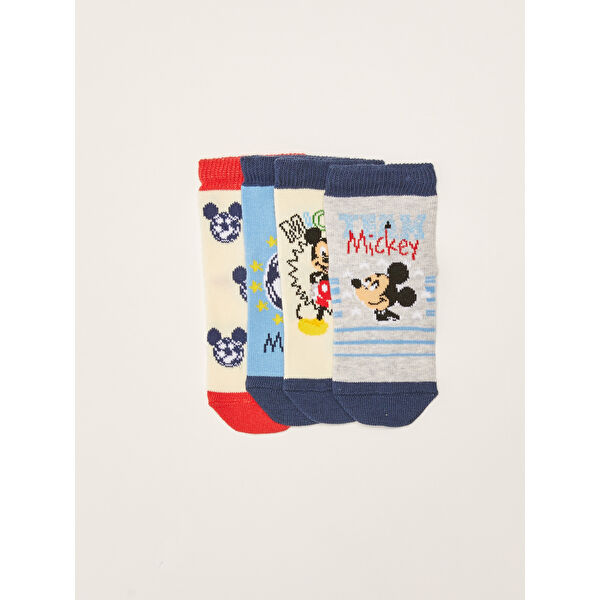 Mickey Mouse Baskılı Erkek Bebek Soket Çorap 4'lü Mickey Mouse Baskılı Erkek Bebek Soket Çorap 4'lü
