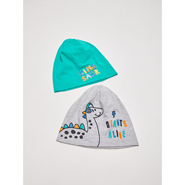 Dinozor Baskılı Erkek Çocuk Bere 2'li