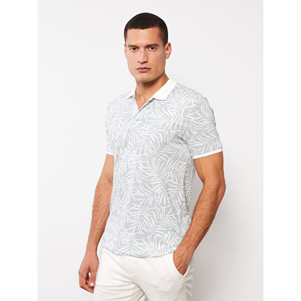 Polo Yaka Kısa Kollu Desenli Pike Erkek Tişört