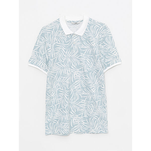 Polo Yaka Kısa Kollu Desenli Pike Erkek Tişört