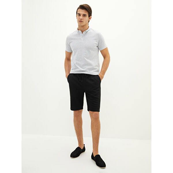 Slim Fit Beli Bağlama Detaylı Erkek Şort Slim Fit Beli Bağlama Detaylı Erkek Şort