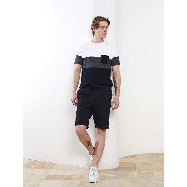 Slim Fit Beli Bağlama Detaylı Erkek Şort Slim Fit Beli Bağlama Detaylı Erkek Şort