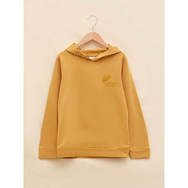 LCW GREEN Kapüşonlu Baskılı Uzun Kollu Organik Pamuklu Erkek Çocuk Sweatshirt