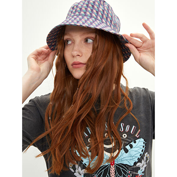 Desenli Kadın Bucket Şapka