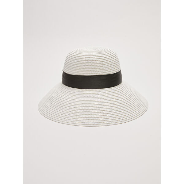 Biye Detaylı Hasır Kadın Şapka