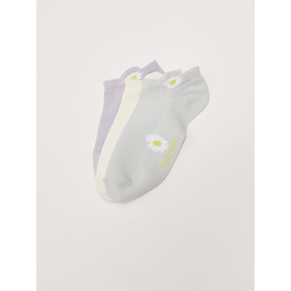 Baskılı Kadın Patik Çorap 3'lü