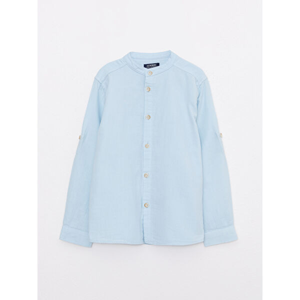 Hakim Yaka Basic Uzun Kollu Pamuklu Erkek Çocuk Gömlek