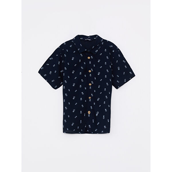 Desenli Kısa Kollu Viskon Erkek Çocuk Gömlek
