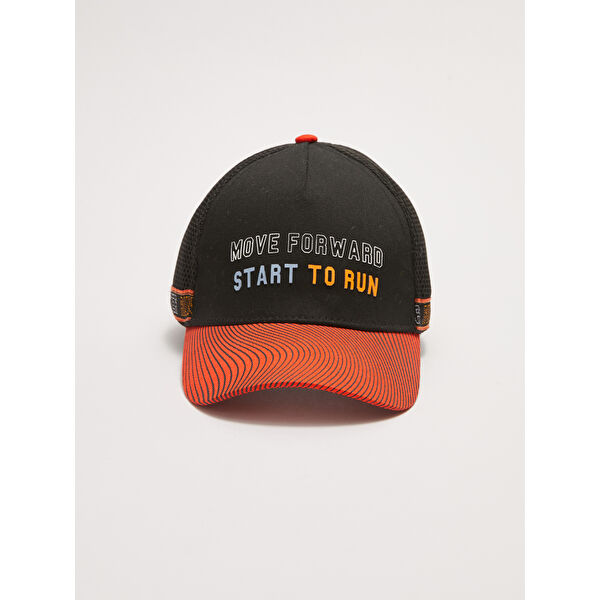 Yazı Baskılı File Detaylı Erkek Çocuk Kep Şapka