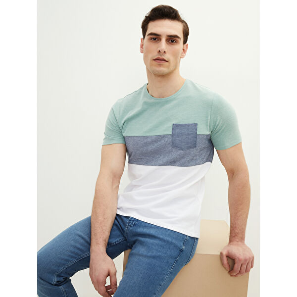 LCW VISION Bisiklet Yaka Kısa Kollu Renk Bloklu Pike Erkek Tişört
