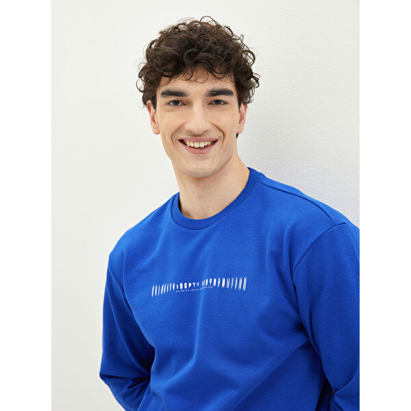 LCW CASUAL Bisiklet Yaka Uzun Kollu Baskılı Erkek Sweatshirt