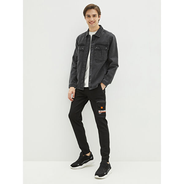 Slim Fit Baskılı Kalın Erkek Eşofman Altı Slim Fit Baskılı Kalın Erkek Eşofman Altı