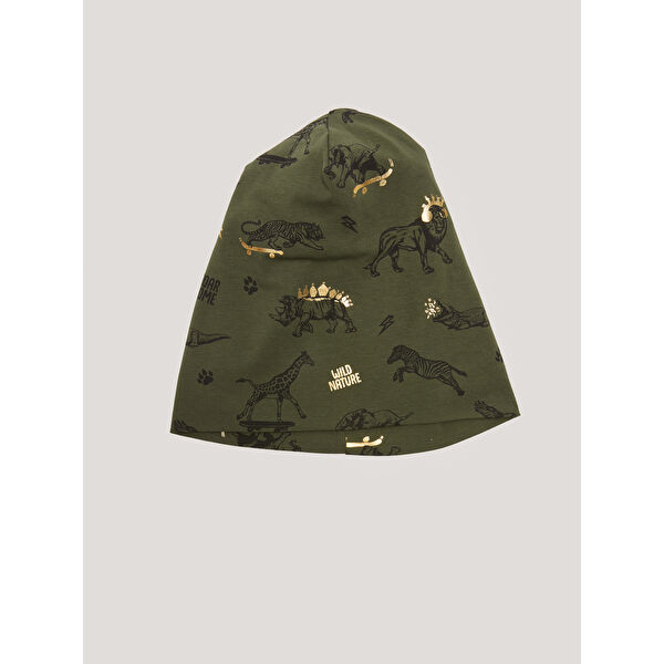 Erkek Çocuk Hayvan Figürleri Baskılı Bere