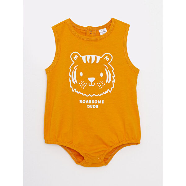 Bisiklet Yaka Baskılı Erkek Bebek Çıtçıtlı Body