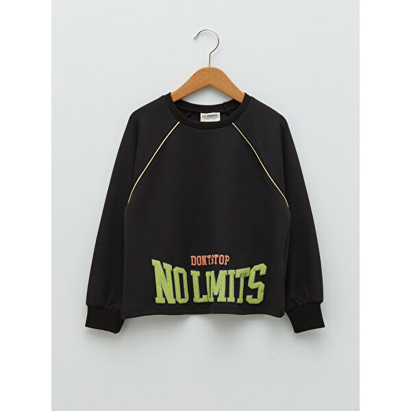 Bisiklet Yaka Yazı Baskılı Uzun Kollu Erkek Çocuk Sweatshirt