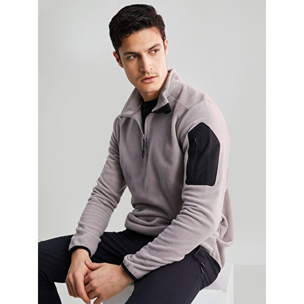 Outdoor Dik Yaka Uzun Kollu Polar Erkek Sweatshirt