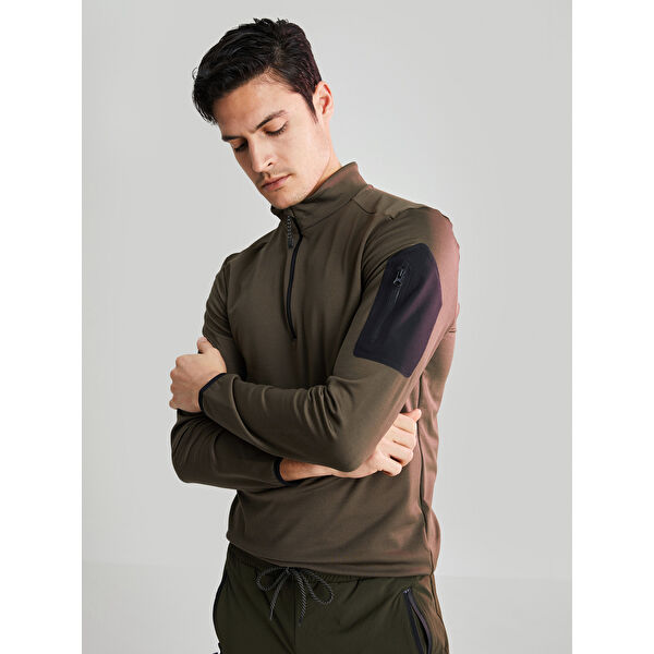 Outdoor Dik Yaka Uzun Kollu İnce Erkek Sweatshirt