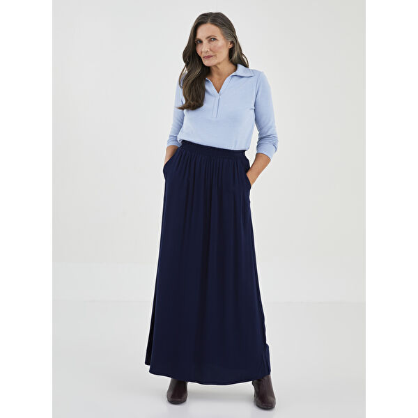 LCW GRACE Beli Lastikli Düz A Kesim Belmando Kumaş Kadın Etek