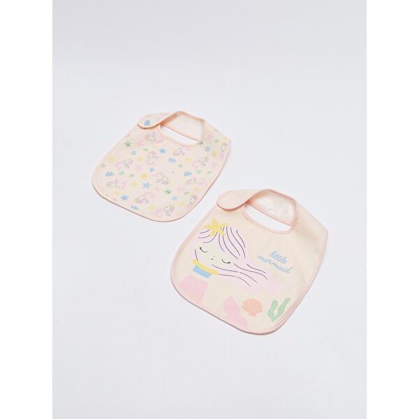 Baskılı Kız Bebek Mama Önlüğü 2'li