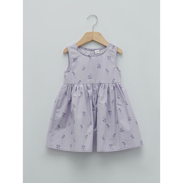 Bisiklet Yaka Baskılı Poplin Kız Bebek Elbise Bisiklet Yaka Baskılı Poplin Kız Bebek Elbise