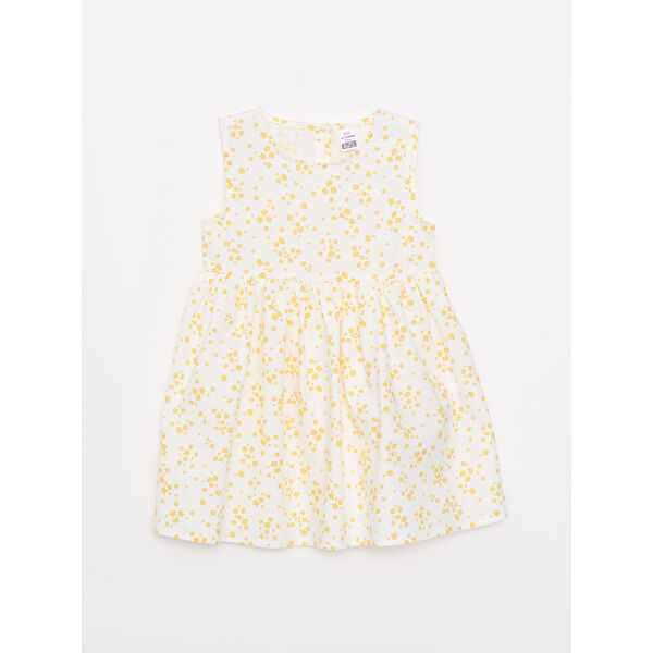 Bisiklet Yaka Baskılı Poplin Kız Bebek Elbise Bisiklet Yaka Baskılı Poplin Kız Bebek Elbise