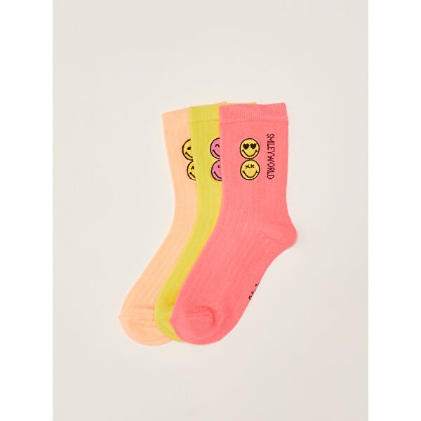 Nakışlı Kız Çocuk Soket Çorap 3'lü