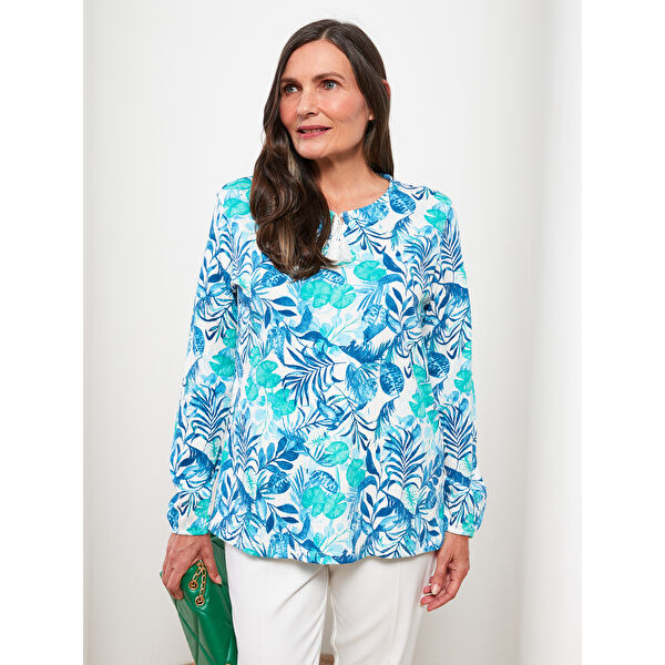 LCW GRACE Bağlamalı Yaka Desenli Uzun Kollu Kadın Bluz